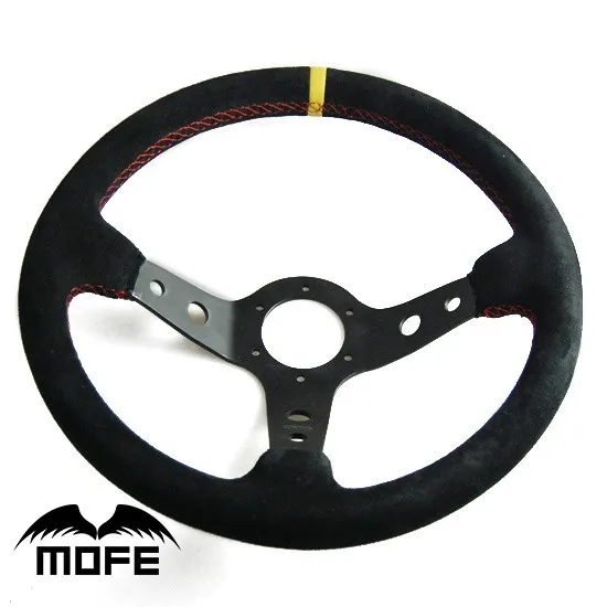 MOFE Universal Car Auto Racing Steering Wheel Suede Leather + Aluminum ...