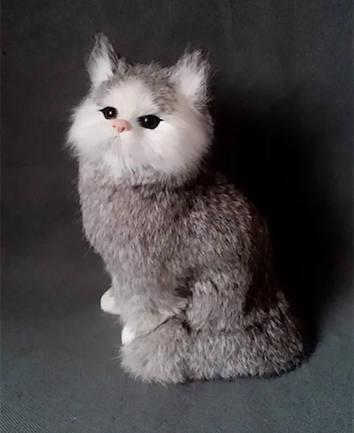about 21x15CM simulation gray cat model, polyethylene&furs handicraft ...