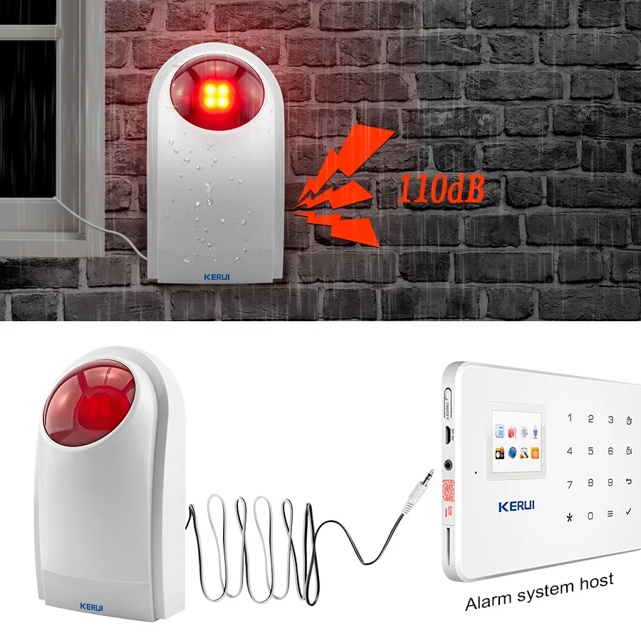 KERUI Wired Siren Outdoor Strobe Flash Siren Smart Home Alarm For ...