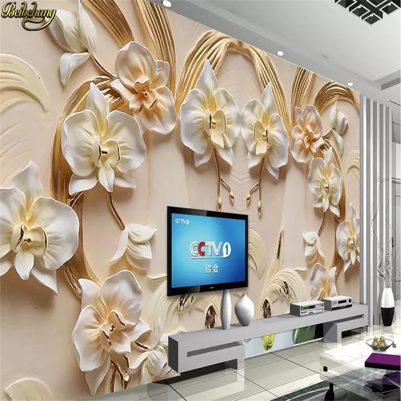 Beibehang Custom Photo Wallpaper Mural 3d Phalaenopsis Embossed Wall 3d
