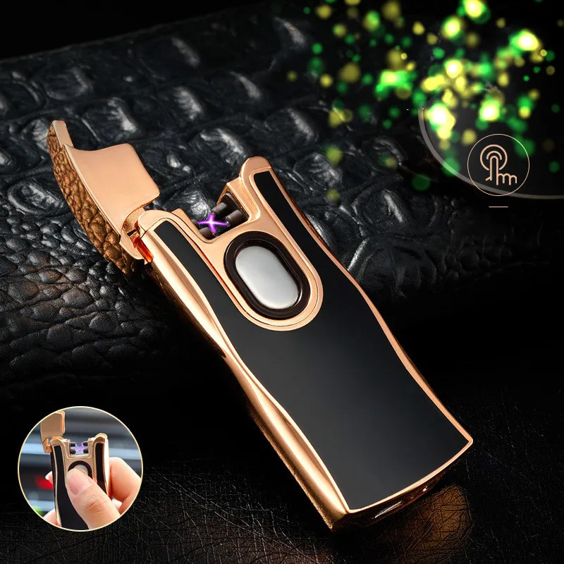 2018 Novelty Fingerprint Touch Dual Arc Pulse Lighter Windproof ...
