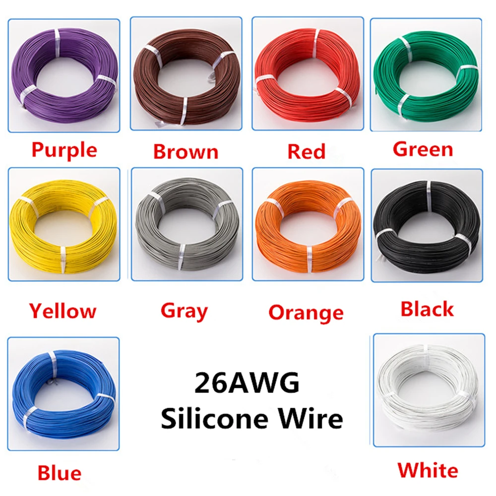 1 Meter 26 AWG Flexible Silicone Wire RC Cable 26AWG 30/0.08TS OD 1.5mm ...