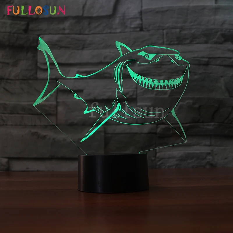 Shark Toy 3D Lights with 7 Color LED Night Lamp Child Kids Birthday ...