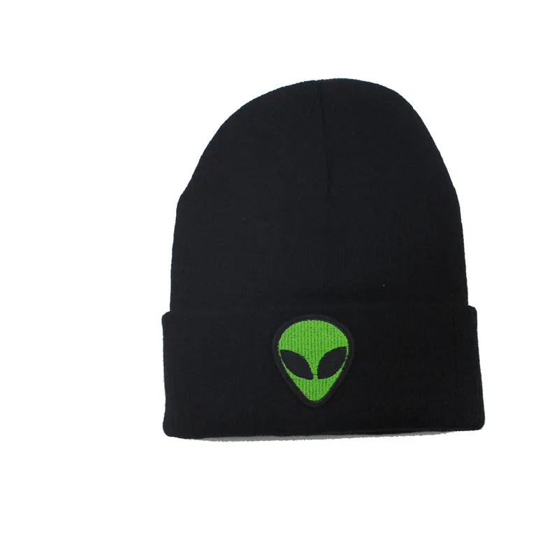 Green Alien Winter Men and Women's Hip Hop Extraterrestrial Embroidery ...