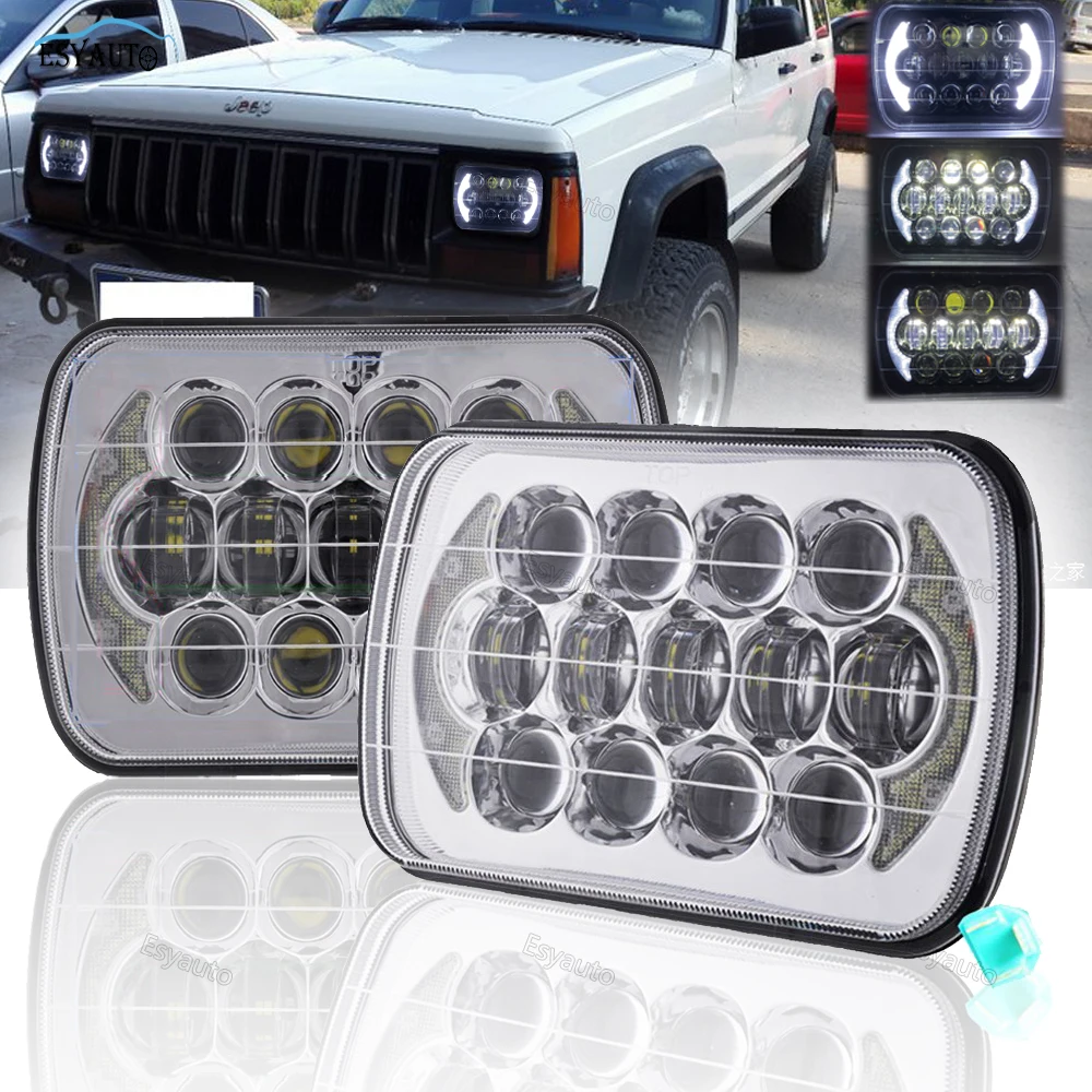 7 inch Rectangle Headlamp H4 LED High Low Beam Led Headlights XJ H6054 ...