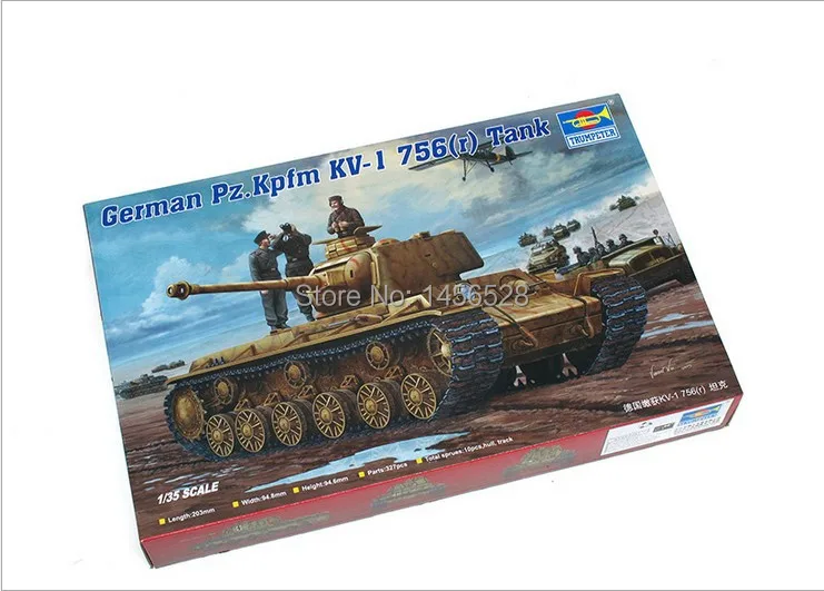 trumpeter 1/35 00366 GERMAN PZ.KPFM KV 1 756(R) TANK Assembly scale ...