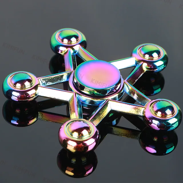 Multicolor Five pointed star Fidget Spinner Metal Finger Spinner Hand ...