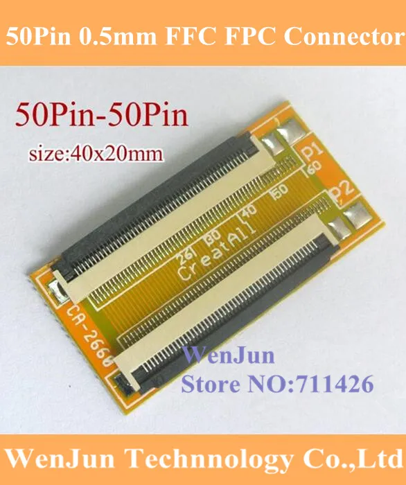 High Quality 50Pin 0.5mm pitch FFC FPC connector flat soft cable 50P to ...