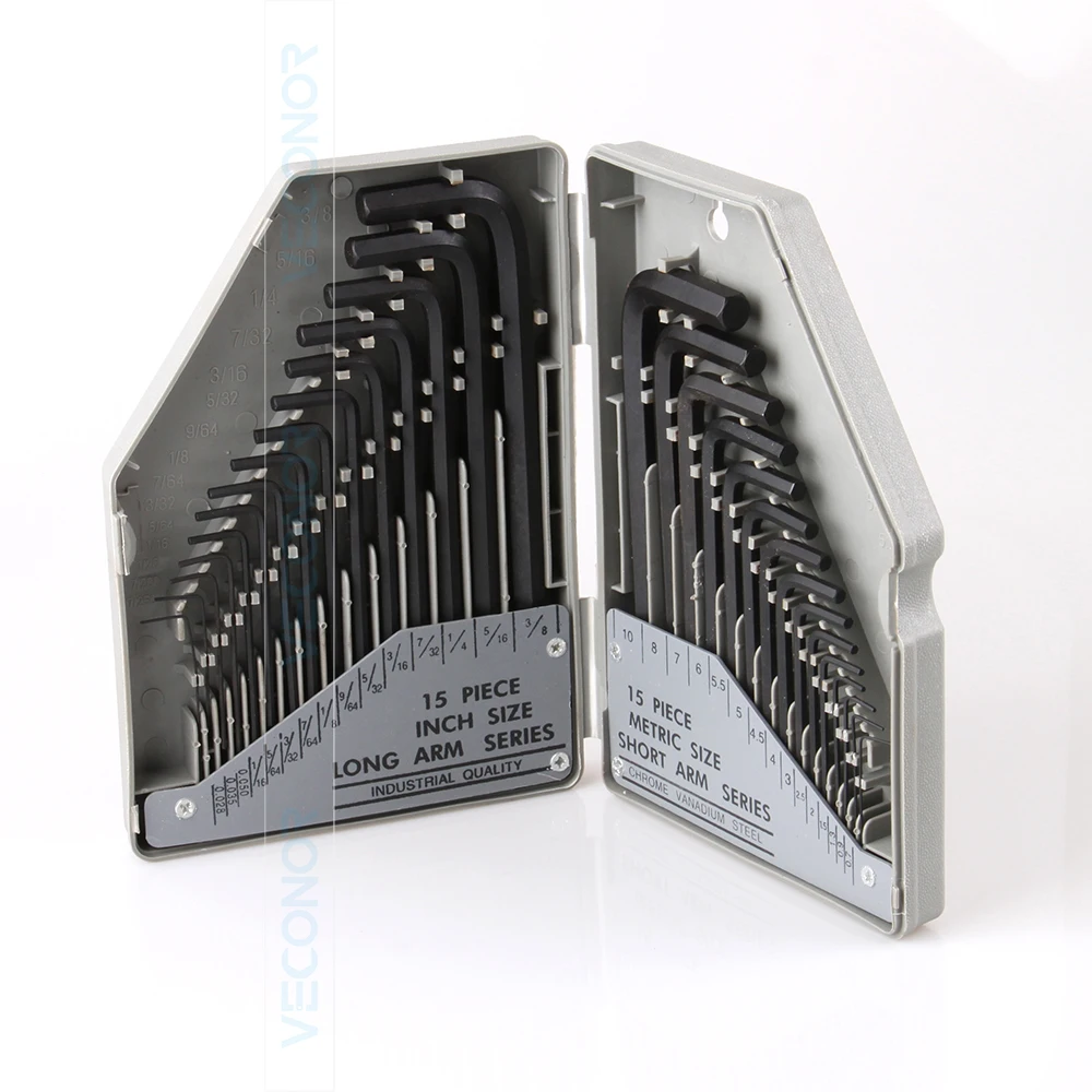 Allen Wrench Hex Key 30pc Set METRIC SAE Standard Short Long Arm Allen Wrench Hex Key 30pc Set METRIC SAE Standard Short Long Arm