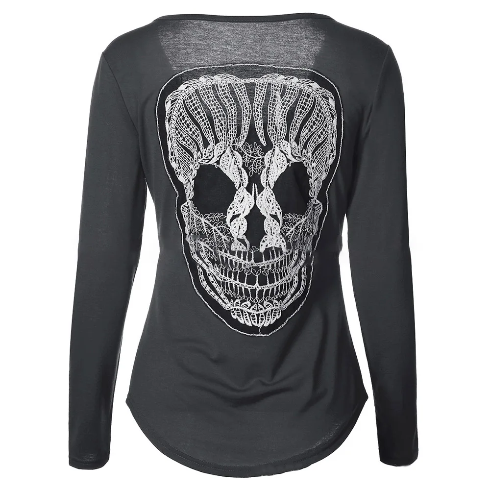 Buy Women Summer Loose 3d Black Skull Print T Shirt