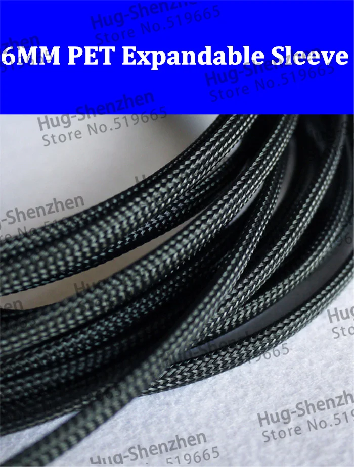 200M-long-6mm-PET-Expandable-black-Braided-High-dense-pet-Sleeving-For ...