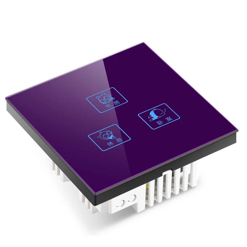 1pcs C8 intelligent touch switch tempered glass panel three open double ...