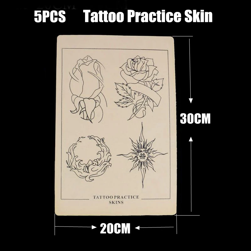 5pcs Tattoo Practice Skin Sheet 20*30*0.1cm Flower Logo Design Practice ...