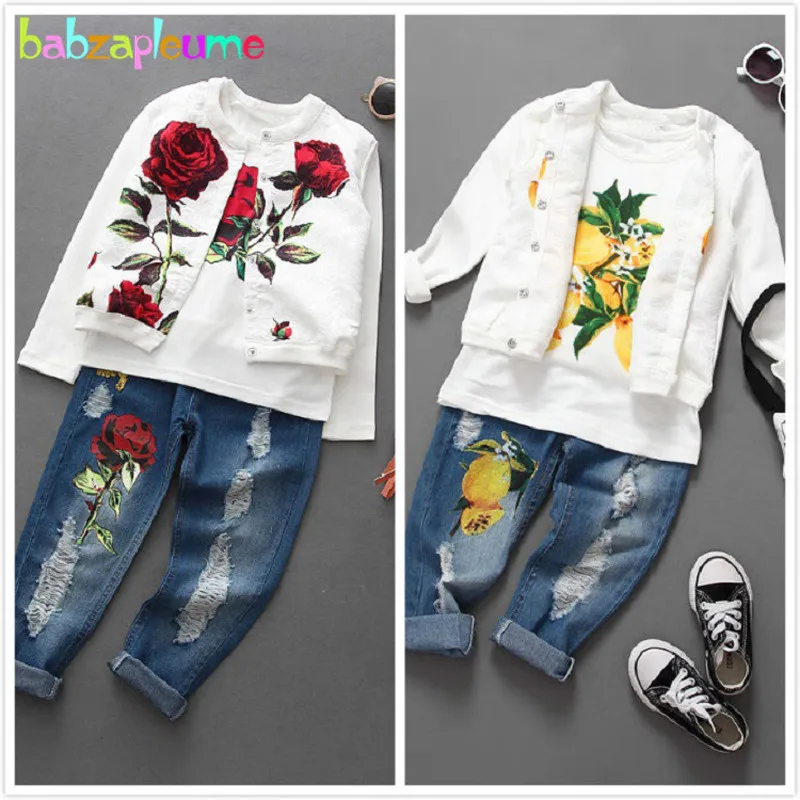 2PCS/Spring Autumn Toddler Girls Clothes Fashion Flowers Baby Jackets+T ...
