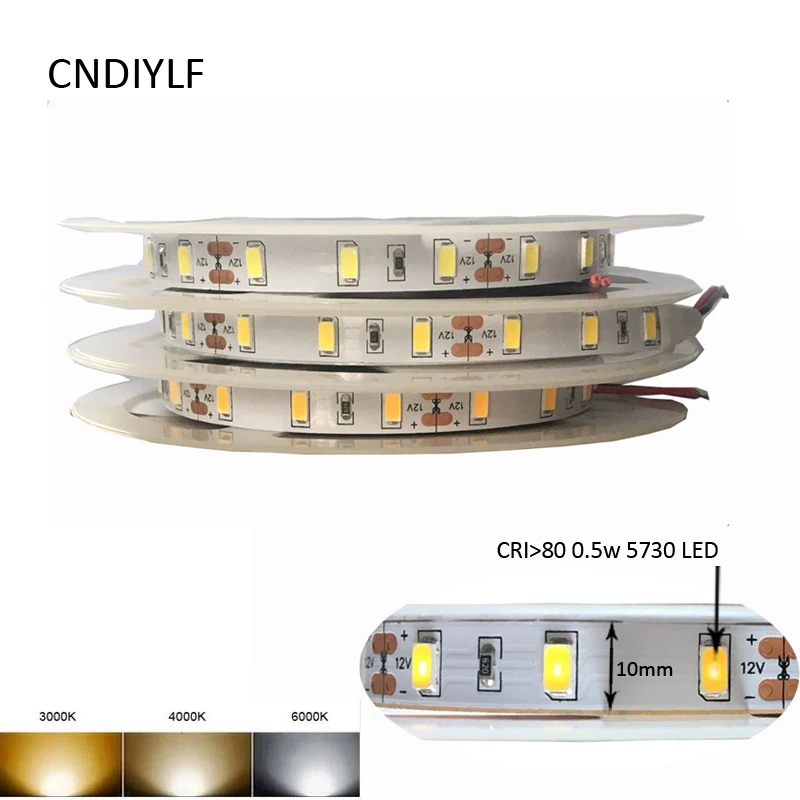 High-Brightness-50-60lm-LED-DC-12V-LED-Strip-Light-5630-5730-Warm-White ...