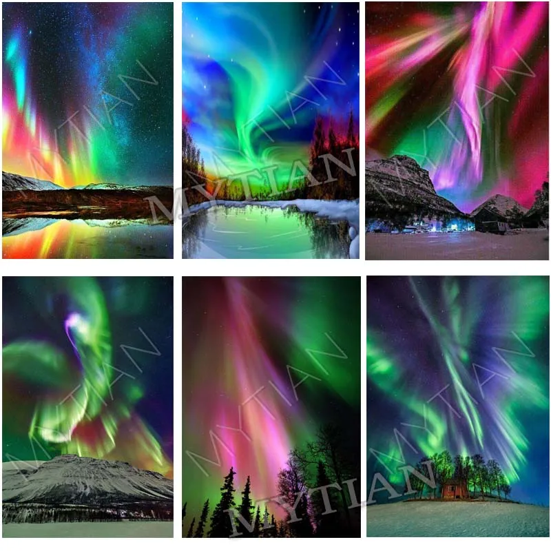 full drill resin Color Aurora room decor Embroidery Pattern diamond 5D ...