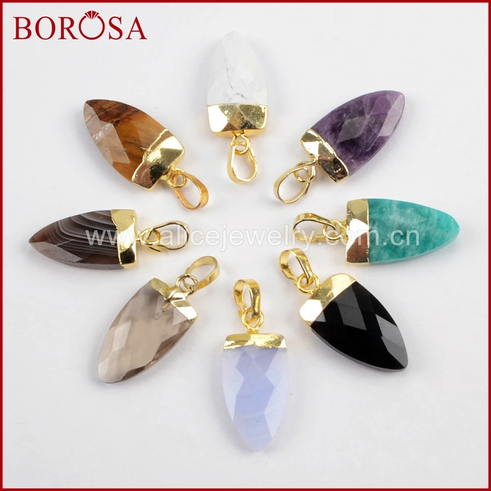 BOROSA-10PCS-Stylish-Gold-Color-Multi-kind-Faceted-Stones-Shield ...