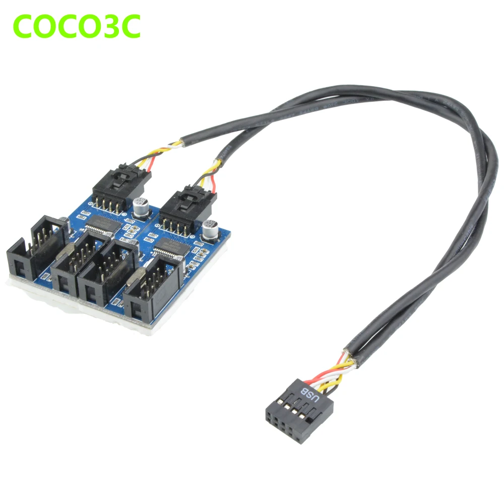 9pin Usb Header Male 1 To 4 Female Extension Cable Card Motherboard 9 Pin Usb Hub Usb 20 9 Pin
