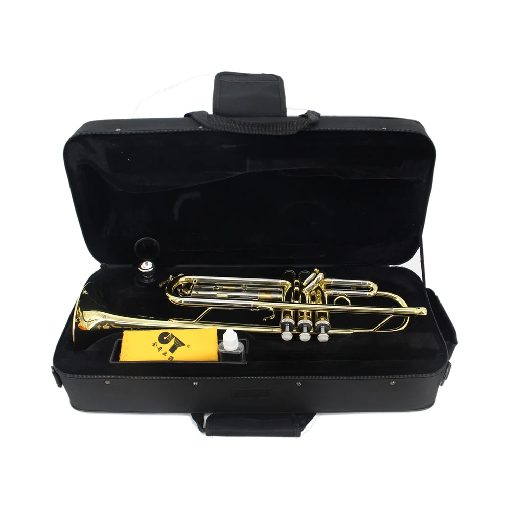 Top-Quality-Gold-Lacquer-Trumpet-Bb-Flat-Brass-Wind-Instruments-with ...