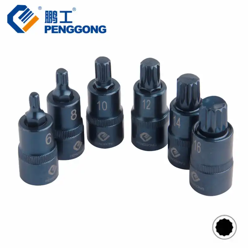 1/2" DR.Impact Spline Bit Socket Set M5 M6 M8 M9 M10 M11 M12 78mm ...