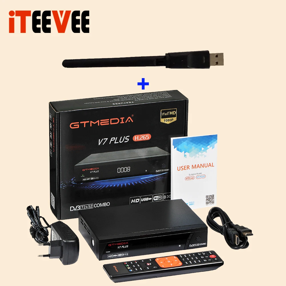 GTMEDIA V7 PlUS 1080P Full HD DVB S/S2+T/T2 Support H.265 4 digit LED ...