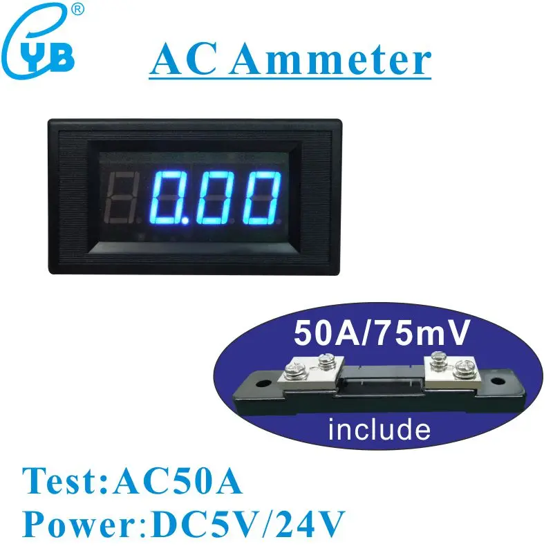 Ac Current Meter Ac 50a Shunt 75mv Led Digital Amp Panel Meter Power Dc ...