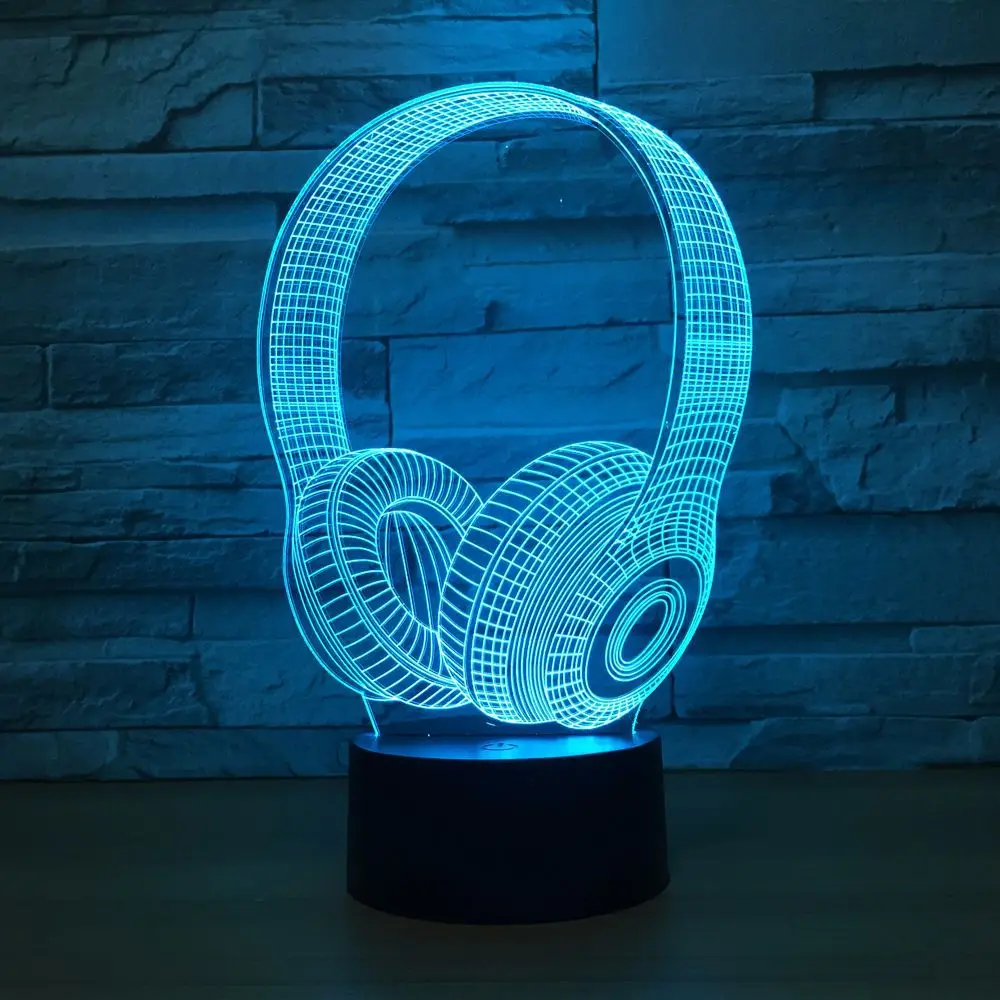 Headphones 3d Lights Colorful Touch Led Visual Night Lights Gift ...