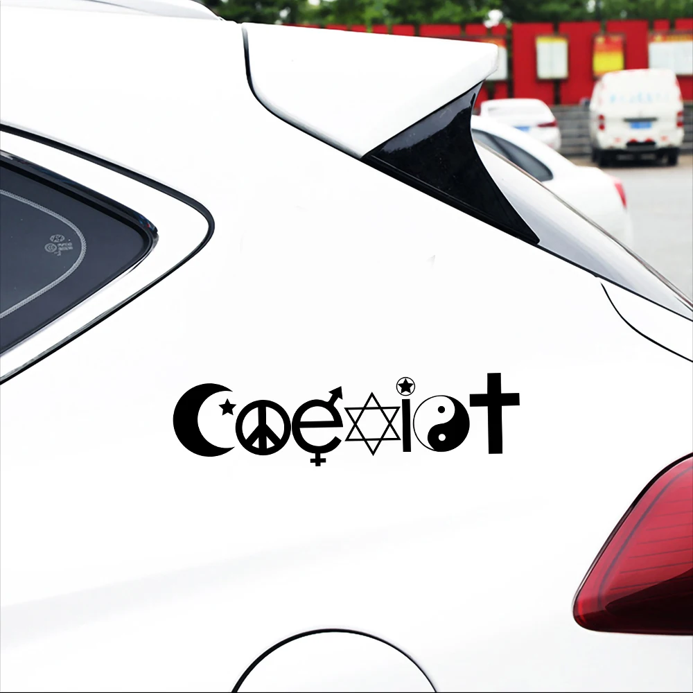Cartoon COEXIST Graphic Design Creative Car Styling Words Sticker Vinyl ...
