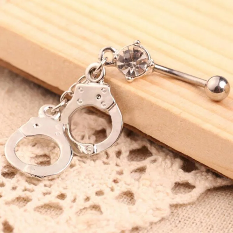 Fashion navel connector ring handcuffs trailers Silver Surgical ...