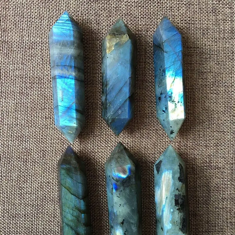 Natural Labradorite Stone Point Crystal Wand Healing Reiki Crystals ...