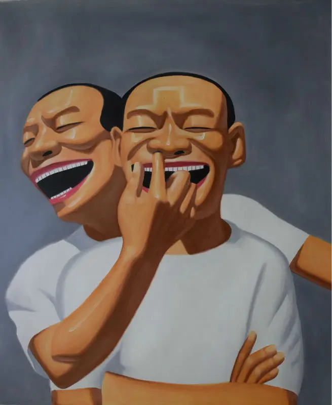 Hand Painted Modern Portrait Canvas Painting Happy Laughing Man Oil ...