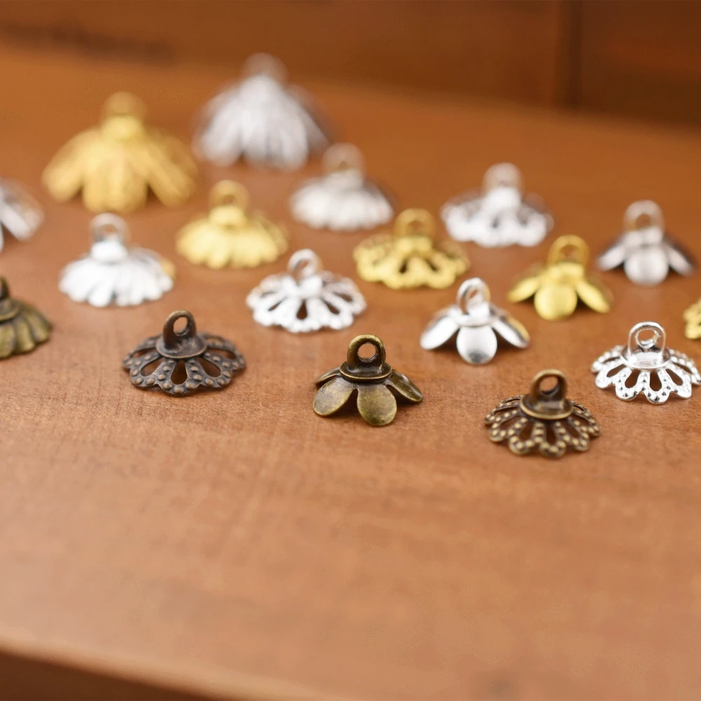 50pieces 8.5mm 10mm 15mm flower beads cap pendant connector jewelry ...