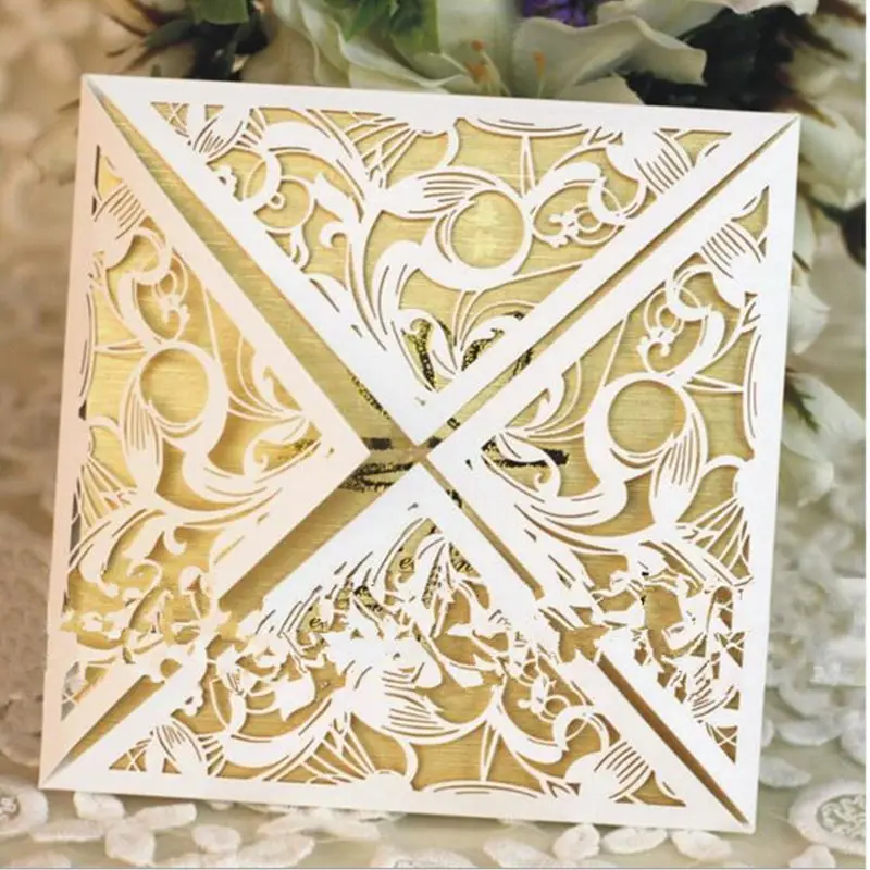 50pcs Delicate Carved Lace Design Noble Wedding Party Invitation Card ...