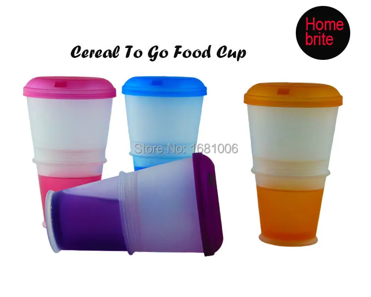 מוצר - Cereal To Go Plastic Snack Cup with Lid and Foldable Spoon gel ...