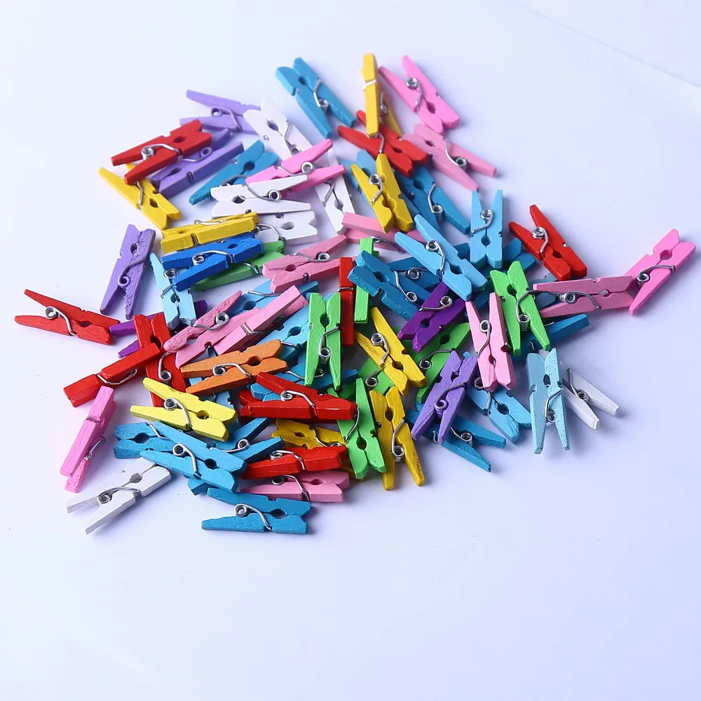 Very Small Size 25mm x 3mm Mini Mix Colors Wooden Clips For Photo Clips ...