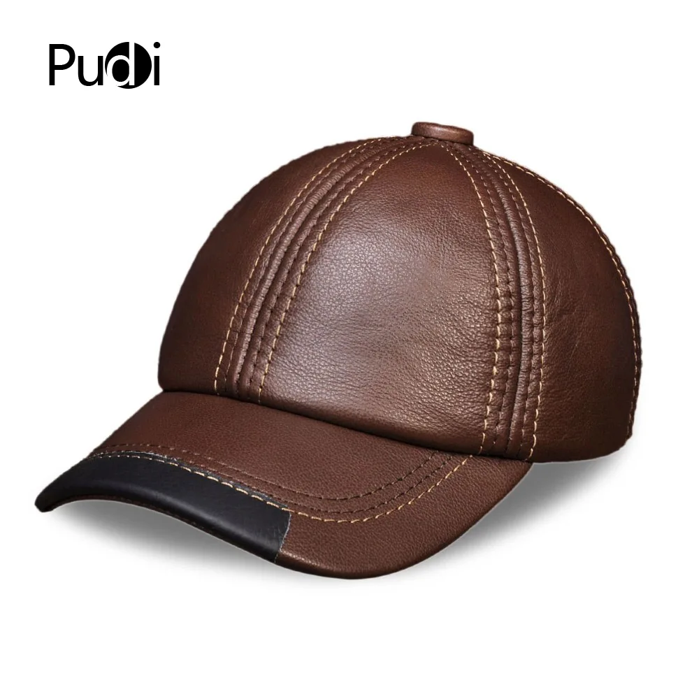 Hl100 Men's Genuine Leather Baseball Cap Hat Brand New Real Cow Skin ...