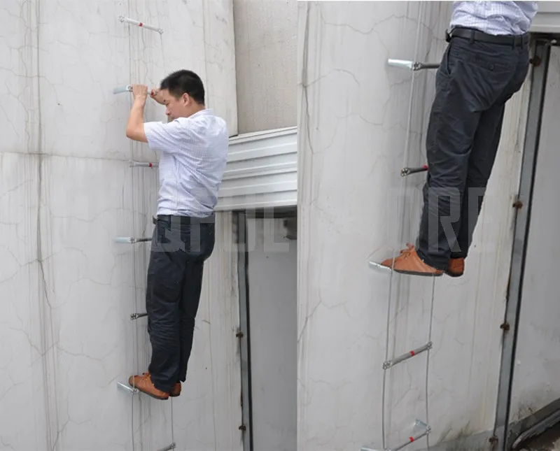 15M Fire Rescue Ladder 50FT Folding Steel Wire Rope Ladders Aluminum ...