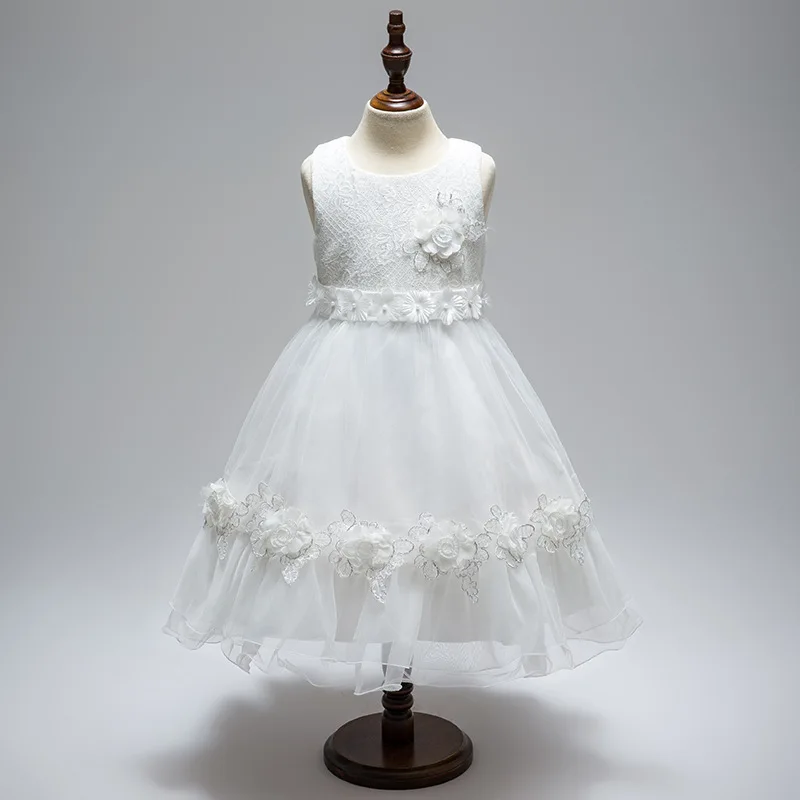 Girls White Dress For Baby Girls Sleeveless Lace Christening Gown Dress ...
