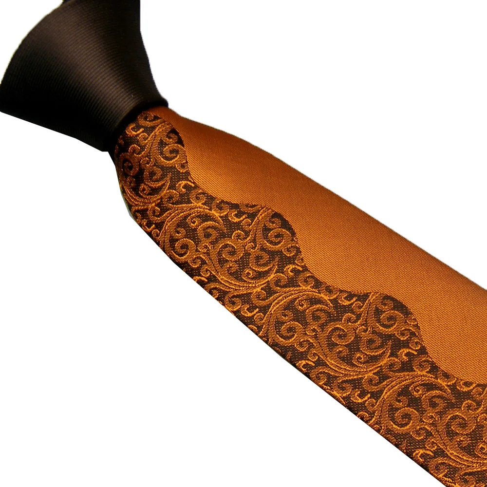 LAMMULIN Men's Suit Ties New Design Brown Knot Contrast Gold With Brown ...