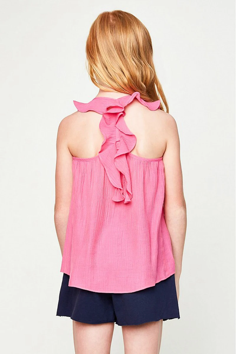 Girls Ruffles Summer Camisoles Kids Backless Camisoles Cotton Fabric ...
