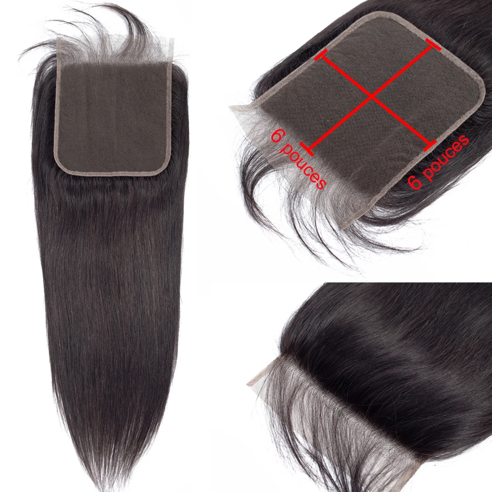 6x6 Lace Closure Straight Peruvian Remy Hair Pre Plucked Closure With ...