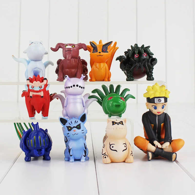 11pcs/lot Naruto Figure Toy Bijuu Tailed Beasts Kurama Gyuki Shukaku ...