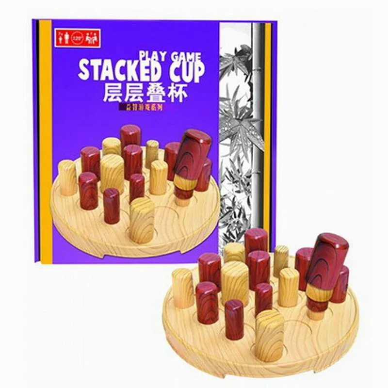 Stacked Cup Board Game Wooden Cup Funny Puzzle Game Children ...