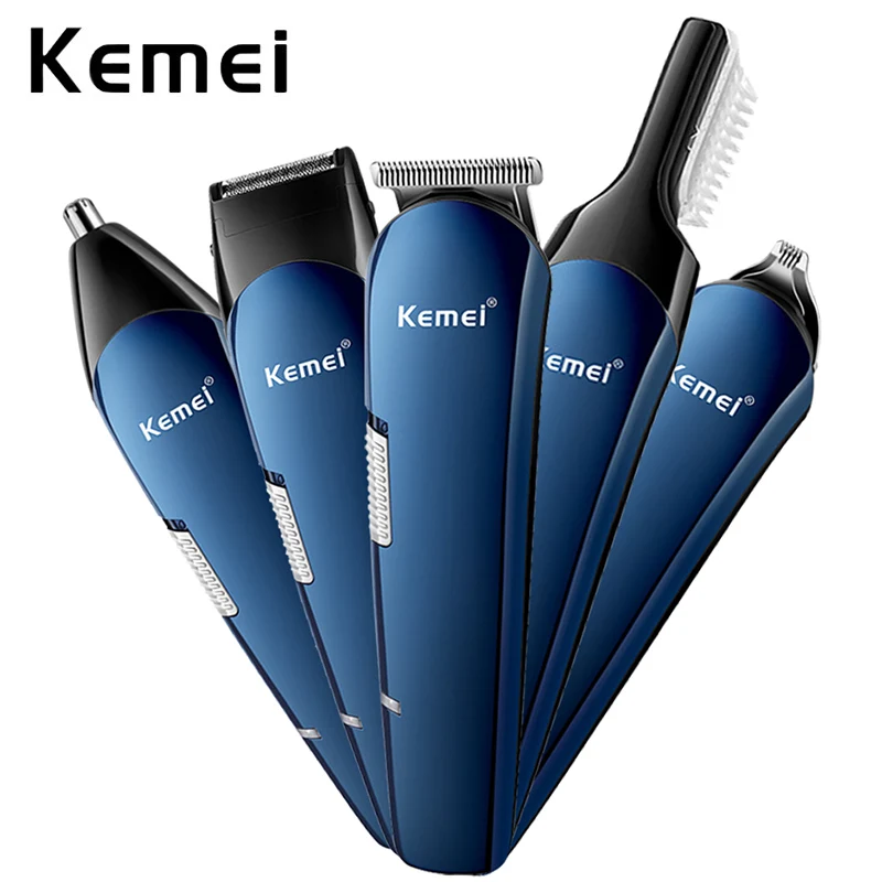 Cortadora de pelo Kemei 5 en 1 recargable, cortadora de pelo de titanio, Afeitadora eléctrica ...