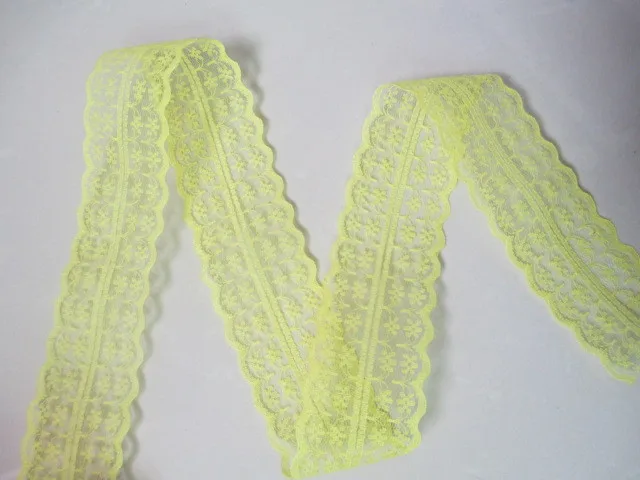 Wholesale 10 yards Beautiful yellow lace embroidery lace 30mm width ...
