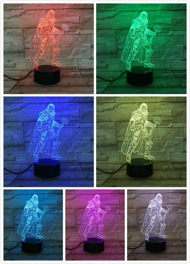 Usb 3d Led Night Light Marvel The Avengers Superheros Thor Hammer ...