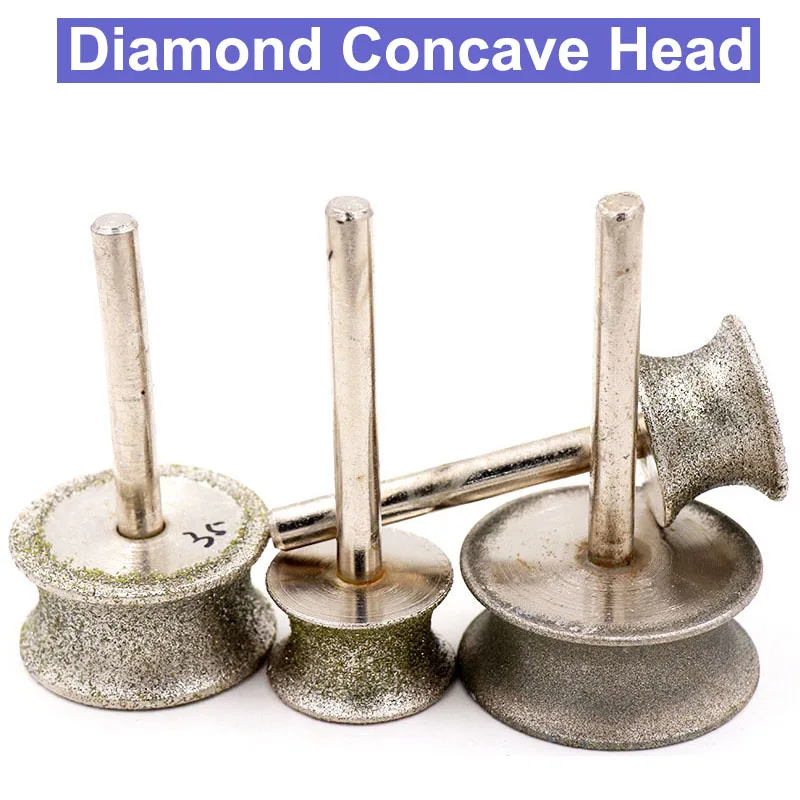 6mm Shank Diamond Concave Polishing Grinding Head Abrasive Tool Jade ...