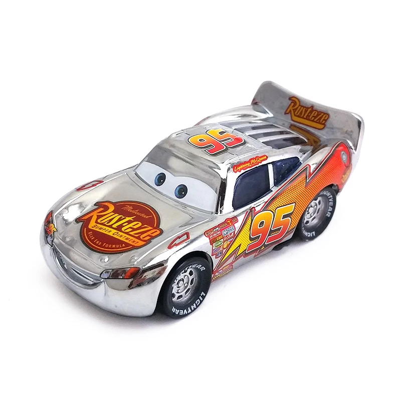 Disney Pixar Cars 2 Metallic Finish Silver Chrome Lightning McQueen 1: ...