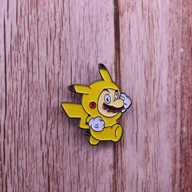 Pikachu mario collar brooch cute game pins Pokemon pop culture badge ...