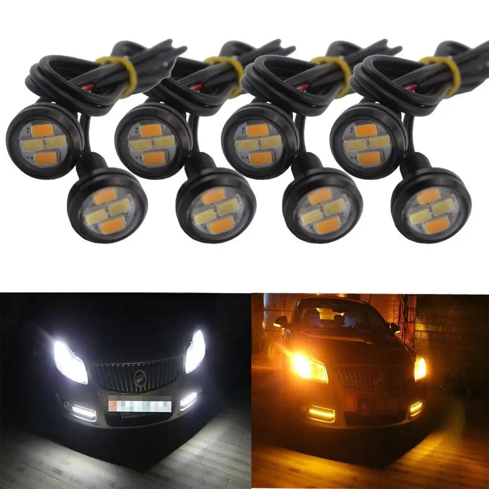 2pcs Car Styling 23mm 5730 SMD Dual Color White Amber Eagle Eye LED DRL ...